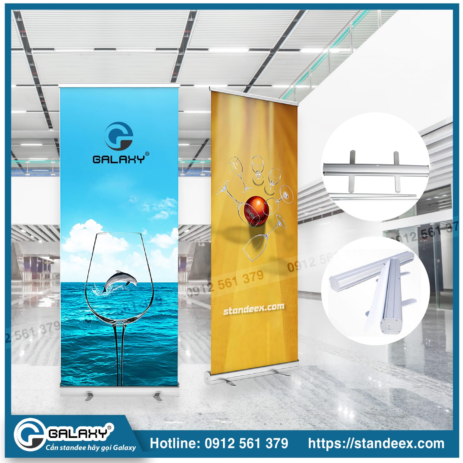 Galaxy nhập khẩu, phân phối standee, booth sampling, bảng giá siêu thị